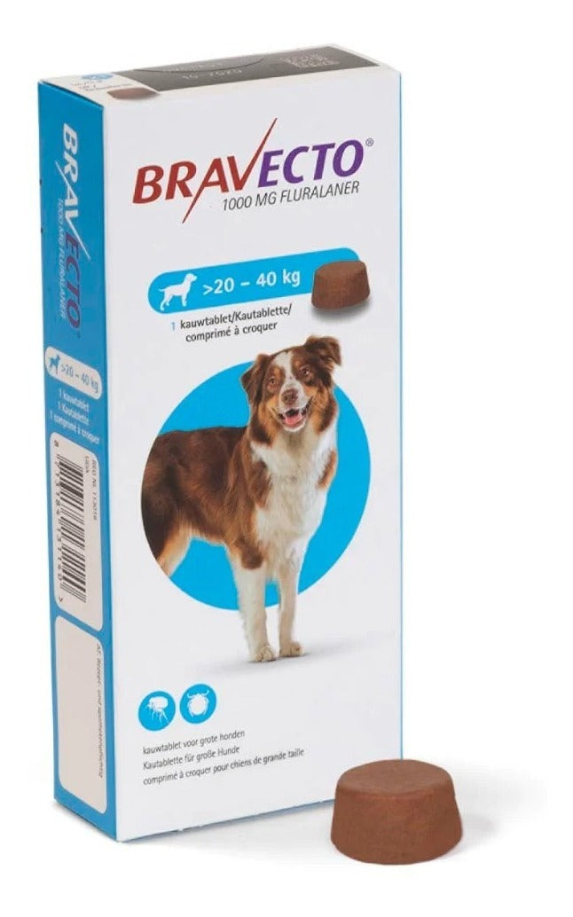 Bravecto Tab Masticable Antiparasitaria Canina 20-40 Kg | Mascotas y ...