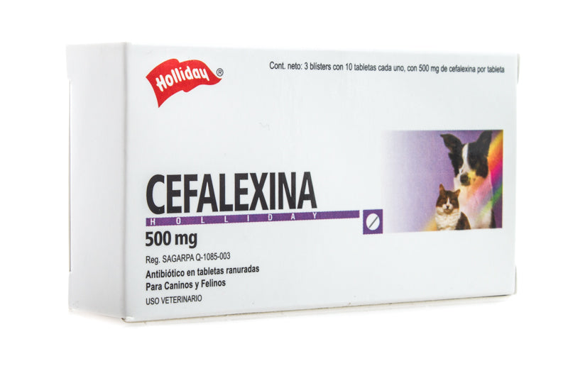 Holliday Cefalexina Antibiotico 500 mg 30 Tab | Mascotas y Accesorios Mx