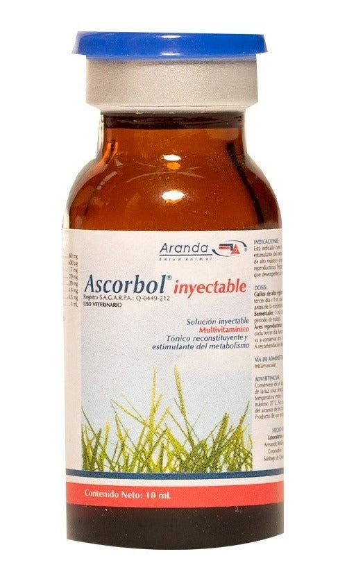 Ascorbol Inyectable 10ml Aranda Estimulante Metabolico Aves | Mascotas ...