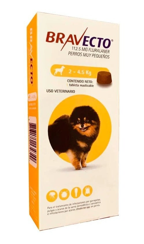 Bravecto Tab Masticable Antiparasitaria Externa Perro 2-4kg | Mascotas y Accesorios Mx